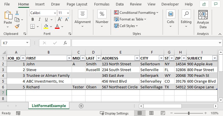 Mailing List Formatting | The Yellow Letter Shop